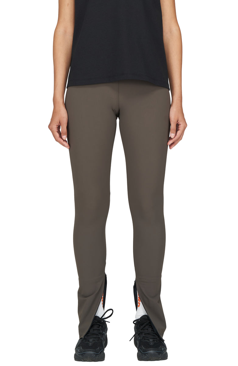 High waisted, full length econyl tights with zippered ankle slits - UNNA