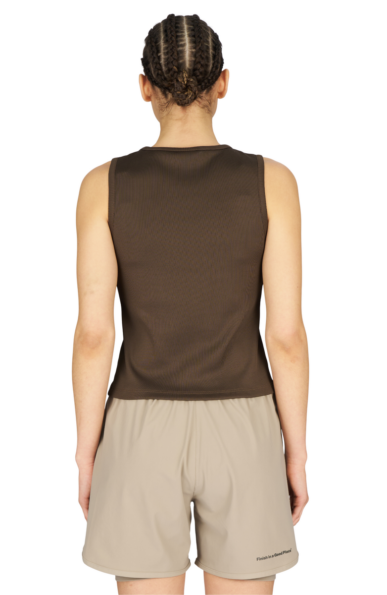 Sleeveless, ribbed running tank in GRS Recycled Polyester - UNNA
